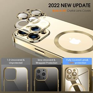 Magnetic Clear for iPhone 14 Pro Max Case with MagSafe [Integrated Camera Glass] Women Phone Case [Original iPhone Exterior] Silicone Cover Slim Thin [Non-Yellowing] Anti-Fingerprint Scratch Men