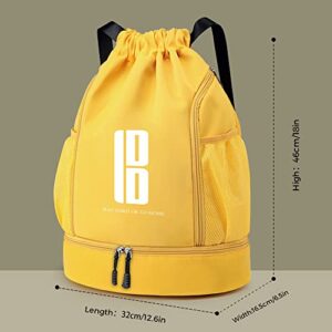 brooman Youth Soccer Bags Boys Girls Backpack for Soccer Basketball Volleyball & Football with Ball Compartment Yellow-6