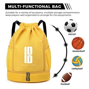 brooman Youth Soccer Bags Boys Girls Backpack for Soccer Basketball Volleyball & Football with Ball Compartment Yellow-6