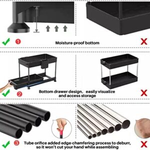 TIDY HOMES 2-Tier Under Sink Sliding Organizer - Premium Pull Out Storage Organizers with Dividers and Accessories for The Kitchen, Bathroom, Home Office, Full Size Cleaning Supplies, And Much More