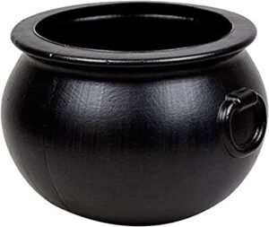 pmu halloween 18 inch cauldron plastic bucket- halloween party favors - candy holder for kids - perfect kitchen & home decor, black pkg/1