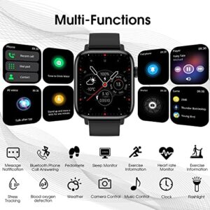 Smart Watch, 1.9 Inch Smartwatch (Answer/Make Call) for Android and iOS Phones Compatible Fitness Tracker with Heart Rate Sleep Tracking,SpO2,Voice Assistant,25 Sport Modes Fitness Watch for Women Men