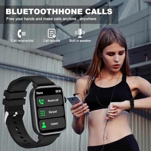 Smart Watch, 1.9 Inch Smartwatch (Answer/Make Call) for Android and iOS Phones Compatible Fitness Tracker with Heart Rate Sleep Tracking,SpO2,Voice Assistant,25 Sport Modes Fitness Watch for Women Men