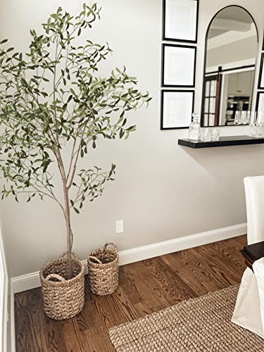 Phimos 7FT Artificial Olive Tree (82") Tall Fake Potted Olive Tree with Planter Large Faux Olive Branches and Fruits Artificial Tree for Modern Home Office Living Room Floor Decor Indoor