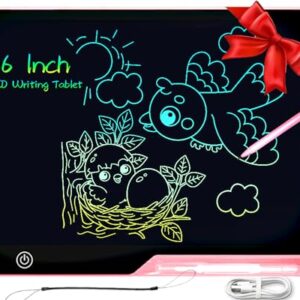 Toy Gifts for Girls, 16 Inch Rechargeable LCD Writing Tablet Birthday Gifts for Kids Doodle Board Drawing Tablet, Reusable Drawing Pads Educational Toys for Boys Girls, Pink