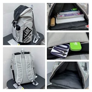 Verdancy Kawaii Backpack for Teen Girls Boys Aesthetic Bookbag Schoolbag Daypack Casual Bag for School College (Gray)