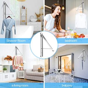 ENKUY Clothes Drying Rack Folding Clothes Rack Wall Mounted Retractable Clothing Dryer Hanger for Laundry Room Organization, Bathroom, Garage, Indoor and Outdoor Universal (Silver)