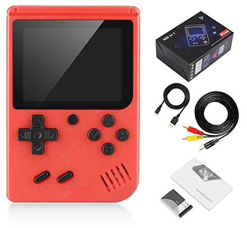 Handheld Game Console, Portable Retro Video Game Console with 400 Classical FC Games 3.0-Inch Screen 1020mAh Rechargeable Battery Support for Connecting TV (Red)