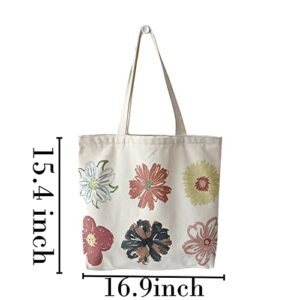 TWOYOMN Women canvas Tote Bag for Women Girls Kids school Shoulder Bag with zipper Work Beach Lunch Travel and Shopping Grocery Bag