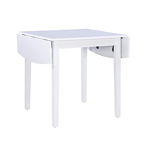 Linon White 30" Square 30" X 48" Fully Extended Torino Drop Leaf Table