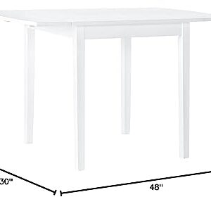 Linon White 30" Square 30" X 48" Fully Extended Torino Drop Leaf Table