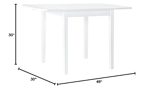 Linon White 30" Square 30" X 48" Fully Extended Torino Drop Leaf Table