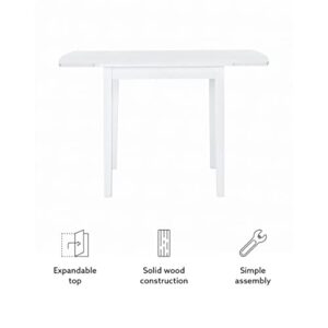 Linon White 30" Square 30" X 48" Fully Extended Torino Drop Leaf Table