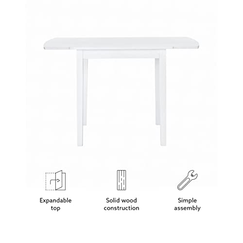 Linon White 30" Square 30" X 48" Fully Extended Torino Drop Leaf Table