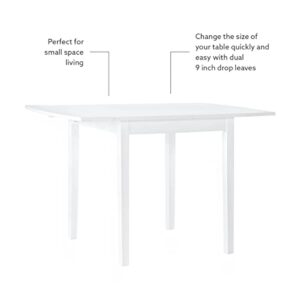 Linon White 30" Square 30" X 48" Fully Extended Torino Drop Leaf Table