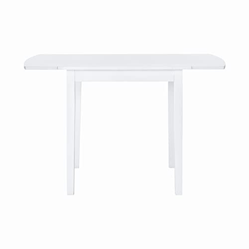 Linon White 30" Square 30" X 48" Fully Extended Torino Drop Leaf Table