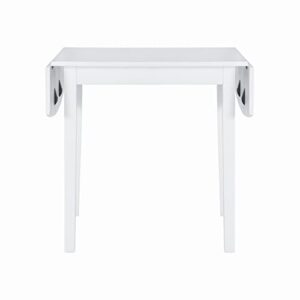 Linon White 30" Square 30" X 48" Fully Extended Torino Drop Leaf Table