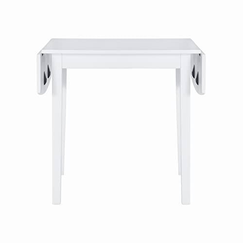 Linon White 30" Square 30" X 48" Fully Extended Torino Drop Leaf Table