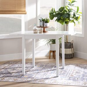 Linon White 30" Square 30" X 48" Fully Extended Torino Drop Leaf Table