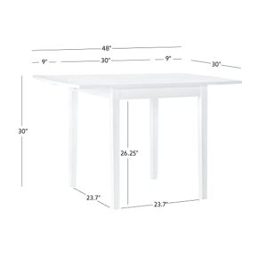 Linon White 30" Square 30" X 48" Fully Extended Torino Drop Leaf Table