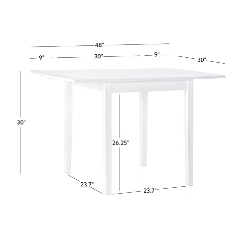 Linon White 30" Square 30" X 48" Fully Extended Torino Drop Leaf Table