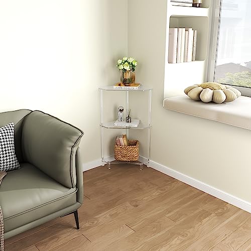 Eglaf Acrylic Corner Side Table - 3 Tier Triangle End Table - Small Side Table for Living Room, Bedroom, Bathroom - 11.8'' L x 11.8'' W x 26 ''H