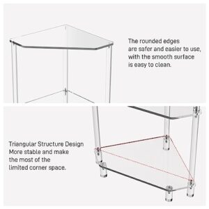 Eglaf Acrylic Corner Side Table - 3 Tier Triangle End Table - Small Side Table for Living Room, Bedroom, Bathroom - 11.8'' L x 11.8'' W x 26 ''H