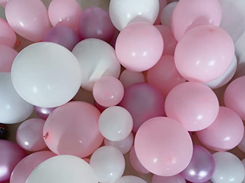 Pink and White Balloons 112PCS Light Pink Balloons White Confetti Metallic Rose Gold Balloons for Birthday Anniversary Party Decorations