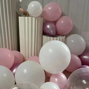 Pink and White Balloons 112PCS Light Pink Balloons White Confetti Metallic Rose Gold Balloons for Birthday Anniversary Party Decorations