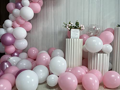 Pink and White Balloons 112PCS Light Pink Balloons White Confetti Metallic Rose Gold Balloons for Birthday Anniversary Party Decorations