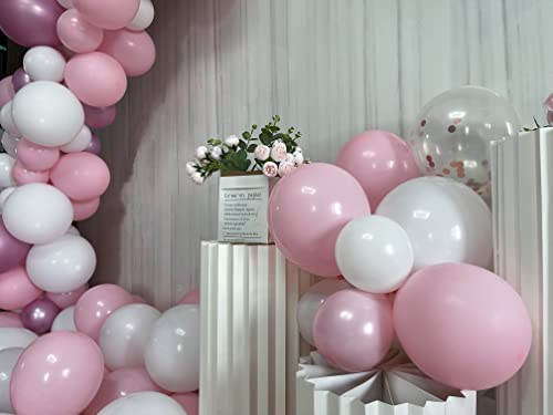 Pink and White Balloons 112PCS Light Pink Balloons White Confetti Metallic Rose Gold Balloons for Birthday Anniversary Party Decorations