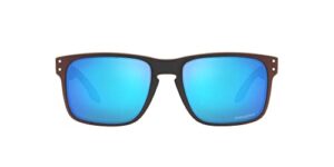 oakley men's oo9102 holbrook square sunglasses, matte black/red colorshift/prizm sapphire, 57 mm