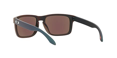 Oakley Men's OO9102 Holbrook Square Sunglasses, Matte Black/Red Colorshift/Prizm Sapphire, 57 mm