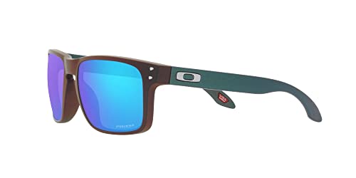 Oakley Men's OO9102 Holbrook Square Sunglasses, Matte Black/Red Colorshift/Prizm Sapphire, 57 mm