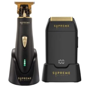 supreme trimmer 2-in-1 hair trimmer & men's foil shaver | electric razor barber haircut kit mens beard trimmer st5220 & stf602 | black bundle