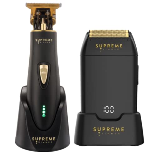 Supreme Trimmer 2-in-1 Hair Trimmer & Men's Foil Shaver | Electric Razor Barber Haircut Kit Mens Beard Trimmer ST5220 & STF602 | Black Bundle