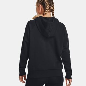 Under Armour Women's Standard Rival Fleece Graphic Hoodie, (001) Black / / White, X-Large