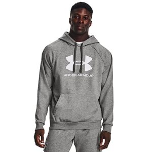 under armour men's rival fleece logo hoodie , (025) castlerock light heather / / white , xx-large tall