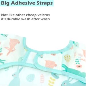 Haimoburg 3 Pcs Waterproof Long Sleeves Baby Bibs Weaning Smock Bib 3-24 Months