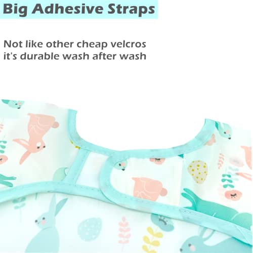 Haimoburg 3 Pcs Waterproof Long Sleeves Baby Bibs Weaning Smock Bib 3-24 Months