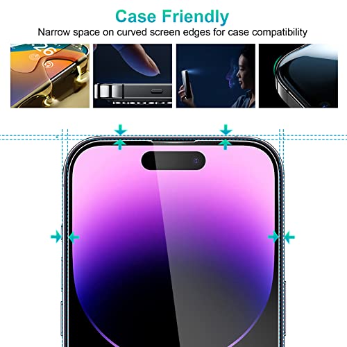 2 Pack Tempered Glass Designed for iPhone 14 Pro Max Screen Protector with 2 Pack Camera Lens Protector Anti Scratch 9H Hardness Ultra Transparent HD Clear Compatible for iPhone 14 Pro Max