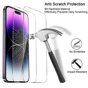 2 Pack Tempered Glass Designed for iPhone 14 Pro Max Screen Protector with 2 Pack Camera Lens Protector Anti Scratch 9H Hardness Ultra Transparent HD Clear Compatible for iPhone 14 Pro Max