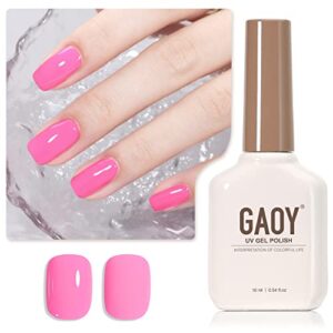 gaoy bright pink gel nail polish, 16ml soak off uv light cure gel polish for nail art diy manicure at home, color 1526