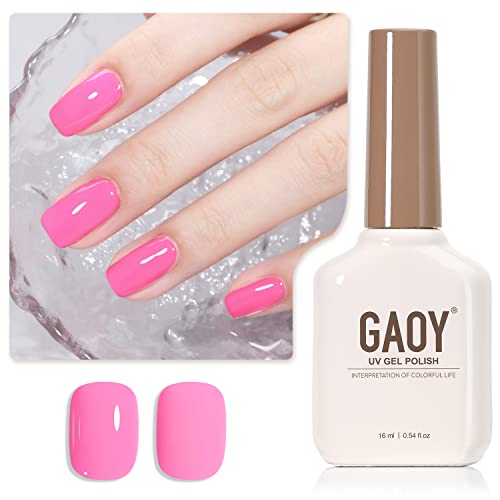 GAOY Bright Pink Gel Nail Polish, 16ml Soak Off UV Light Cure Gel Polish for Nail Art DIY Manicure at Home, Color 1526