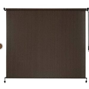 Osimlead Cordless Outdoor Roller Shade Patio Roll Up Shade Blinds for Deck Porch Balcony Backyard (8' W X 6' L, Mocha)