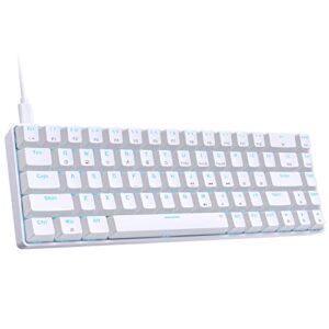 dierya t68se 60% gaming mechanical keyboard,ultra compact mini 68 key with red switches wired keyboard,anti-ghosting keys, for windows laptops and pc gamers,white