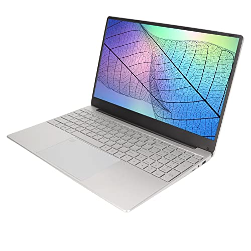 15.6 inch Laptop, 16GB RAM Ultra Slim Fingerprint Gaming Laptop for Windows11, for N5095 Processor, 1920x1080 IPS HD Screen, WiFi Backlit Keyboard for Office, Silver (16G+128G)