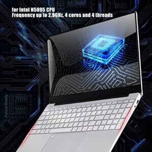 15.6 inch Laptop, 16GB RAM Ultra Slim Fingerprint Gaming Laptop for Windows11, for N5095 Processor, 1920x1080 IPS HD Screen, WiFi Backlit Keyboard for Office, Silver (16G+128G)