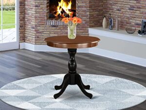 east west furniture est-mbl-tp eden dining table - a round kitchen table top with pedestal base, 30x30 inch, mahogany & black