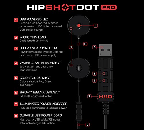 Hipshotdot PRO Color and Brightness Control Dot LED Aim Assist Mod for Gaming TV Compatible with Xbox, Playstation, Nintendo and PC - Works with All Shooter Video Games and FPS or TPS (Hipshotdot PRO)